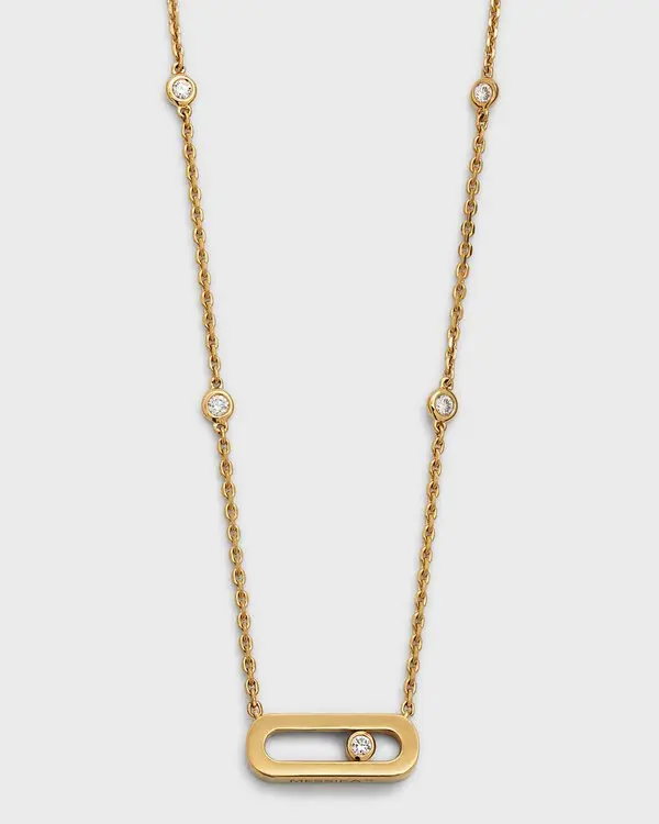 Messika Move Uno 18k Yellow Gold Diamond Pendant Necklace - 05 Yellow Gold | Editorialist